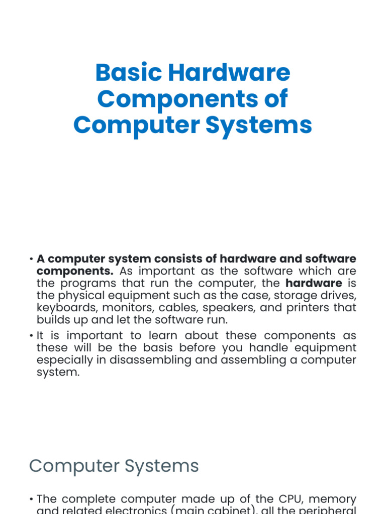 Essential Computer Hardware Components | PDF | Random Access Memory ...