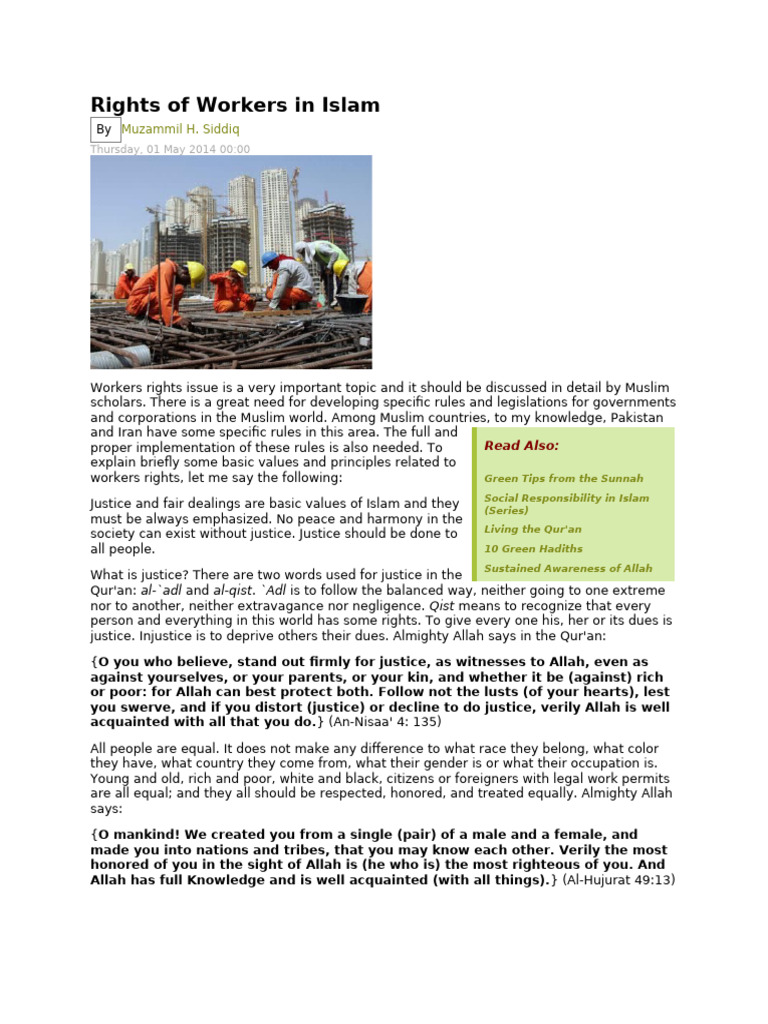 Islamic Principles on Workers' Rights | PDF | International Labour ...