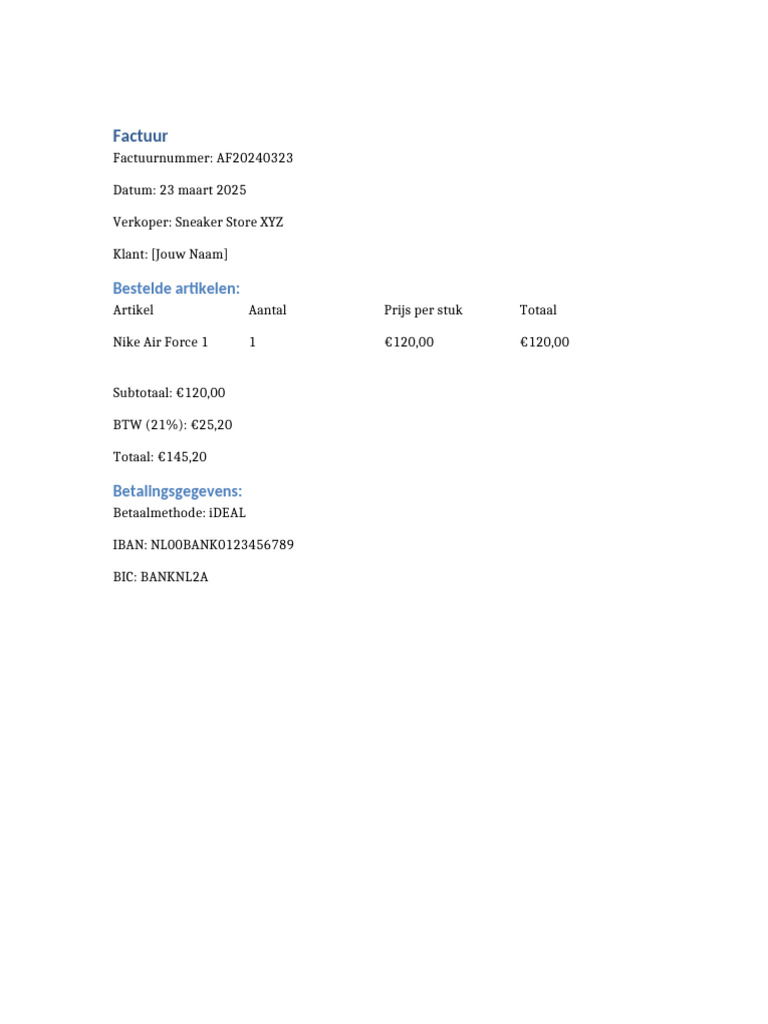 Factuur Air Force | PDF