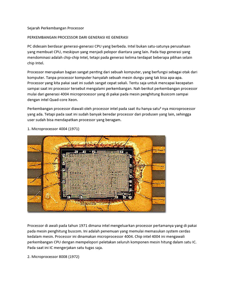 Sejarah Perkembangan Processor | PDF