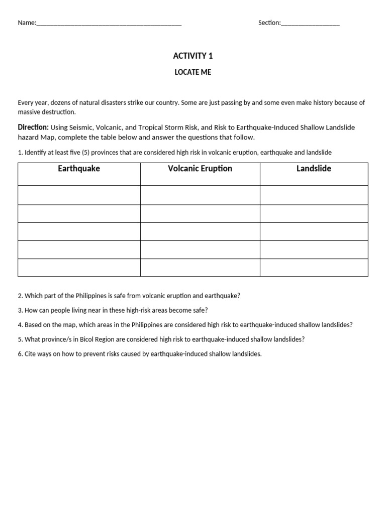 Activity Sheet For Cot | PDF