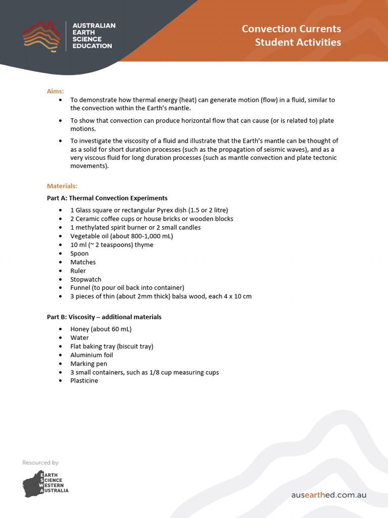 Convection Currents Student Activities | PDF | Convection | Planetary Core
