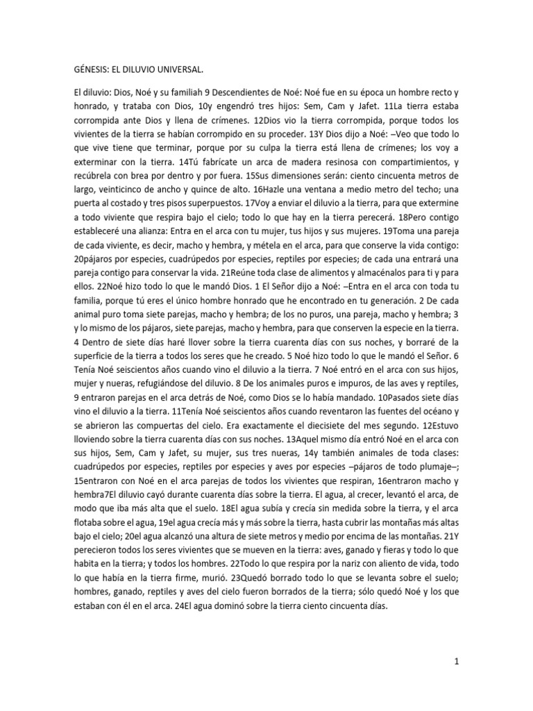 Genesis El Diluvio Universal. | PDF | Arca de Noé | Noé