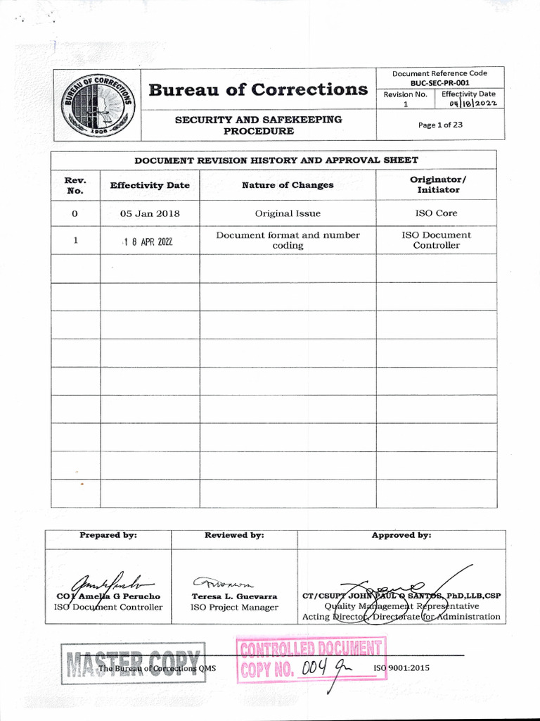 Security and Safekeeping Procedure | PDF
