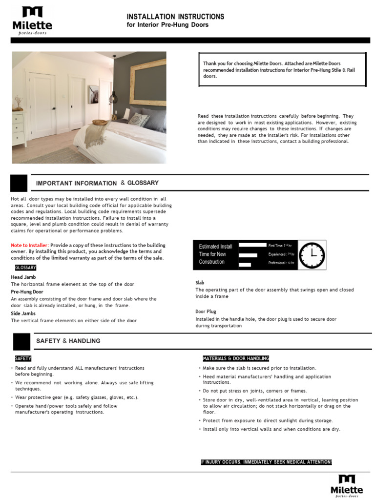 Pre-Hung Door Installation Guide | PDF | Door | Framing (Construction)