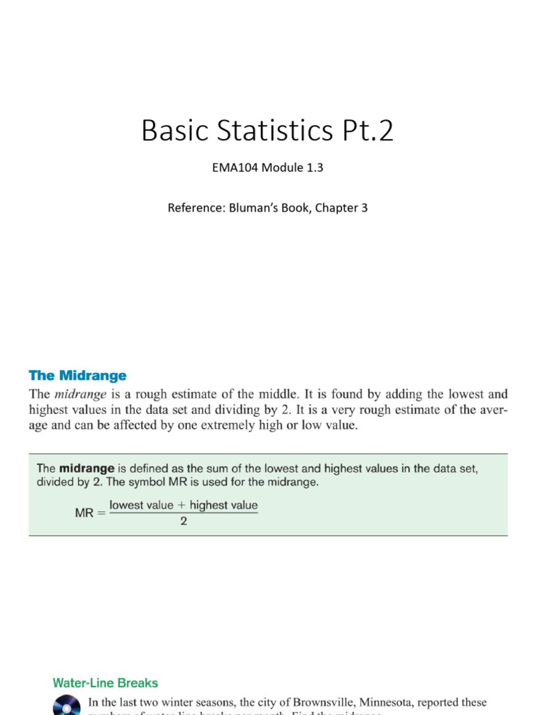 EMA104 Mod 1.3 - Basic Statistics Pt2-1 | PDF
