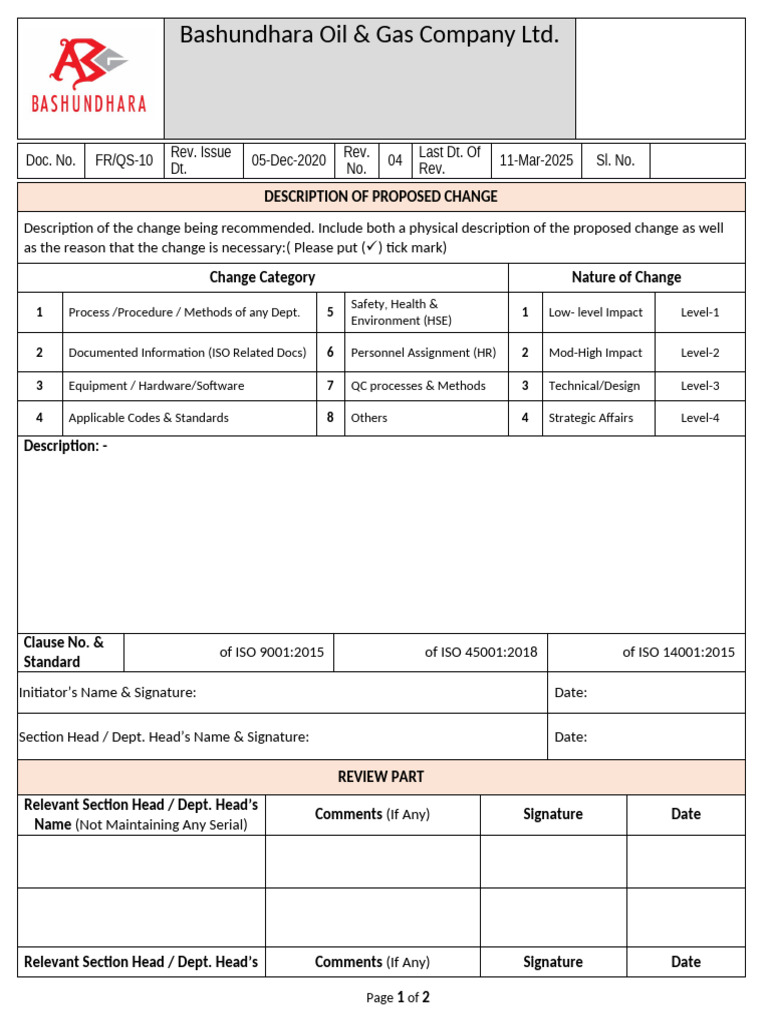 10. FR.QS.22 MOC Request Form | PDF | Quality Management System ...