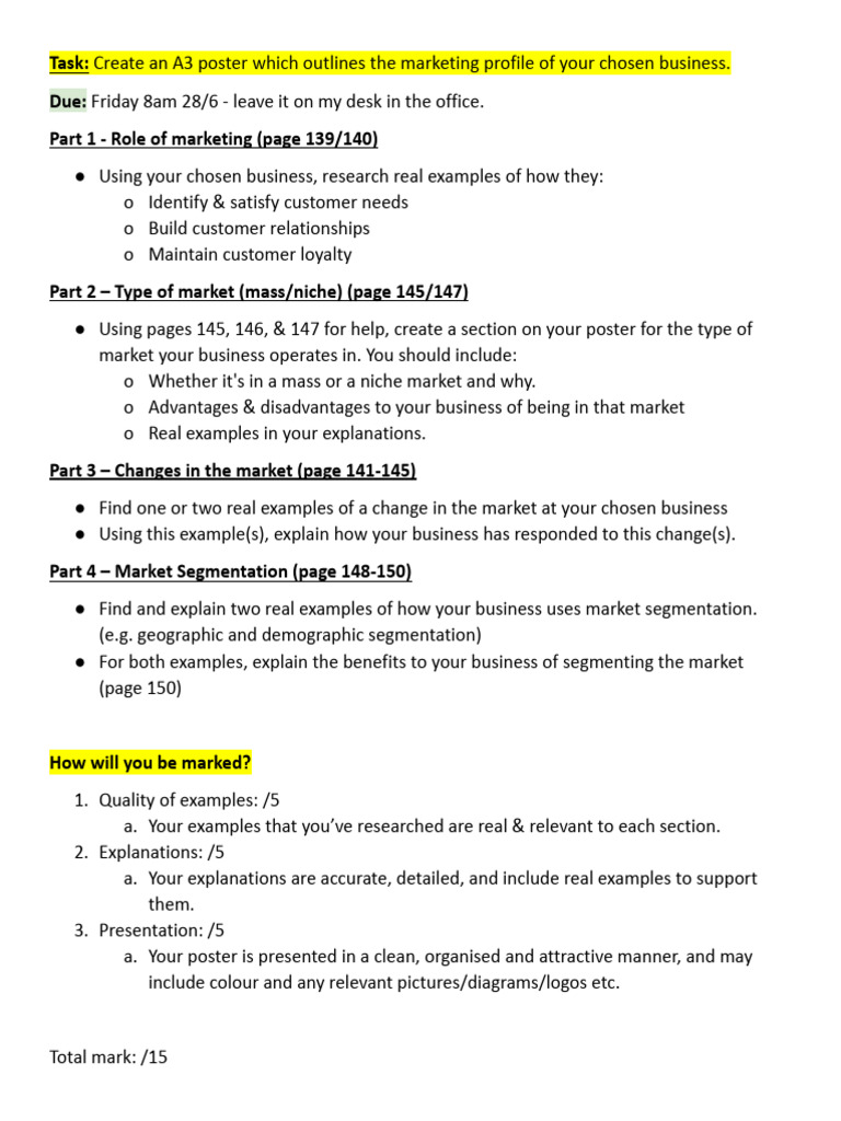 Marketing Profile A3 Poster Guide | PDF