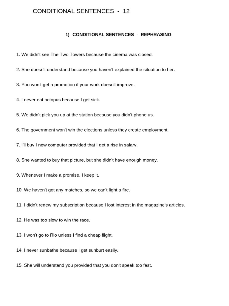 1º BCH - Conditionals 12 | PDF