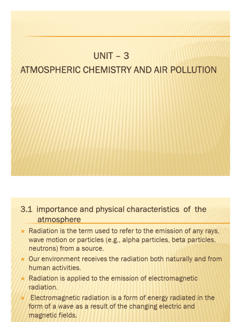 UNIT - 3 Atmospheric Chemistry and Air Pollution | PDF | Radiation ...