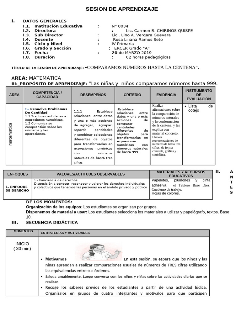 SESION 6 Mat COMPARAMOS CENTENAS | PDF | Aprendizaje | Matemáticas