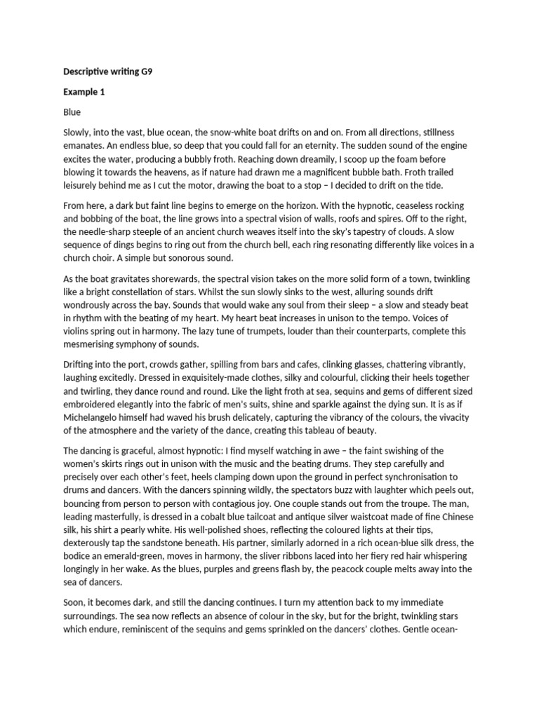 Vivid Descriptive Writing: Ocean Dance | PDF | Clothing