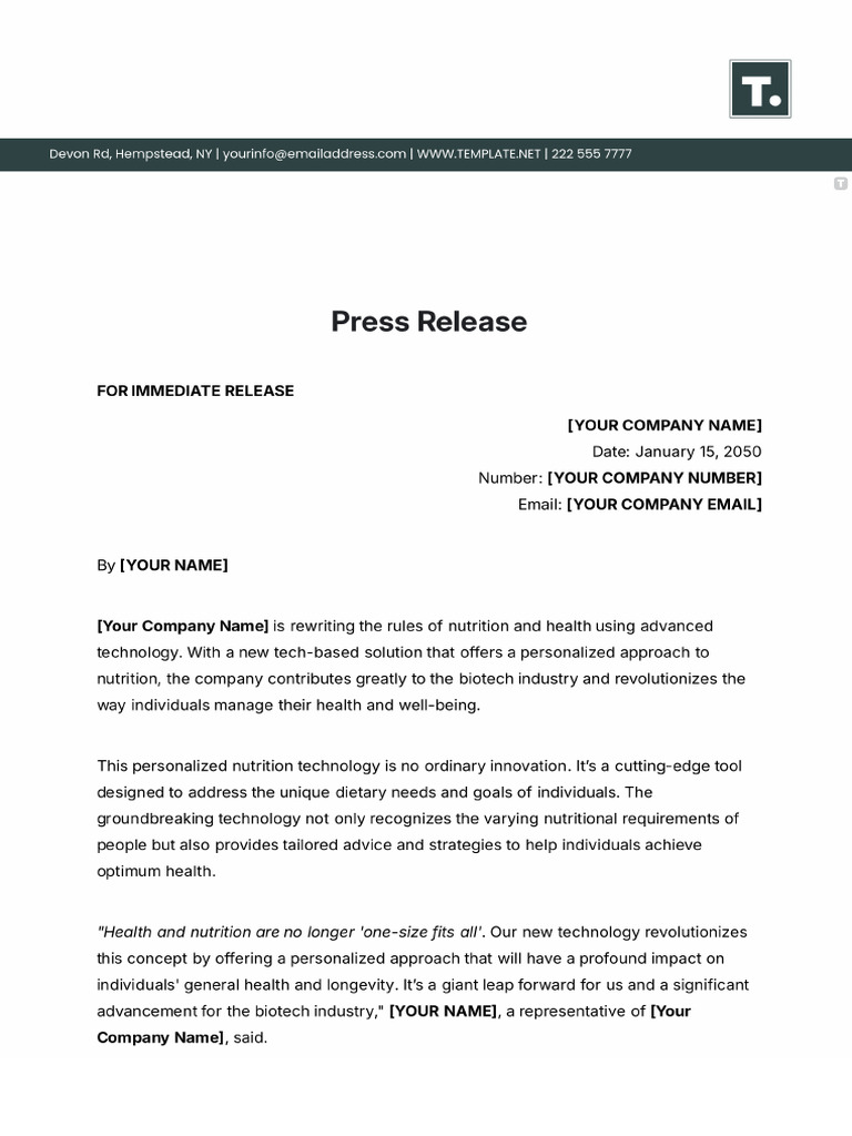 Press Release Template | PDF