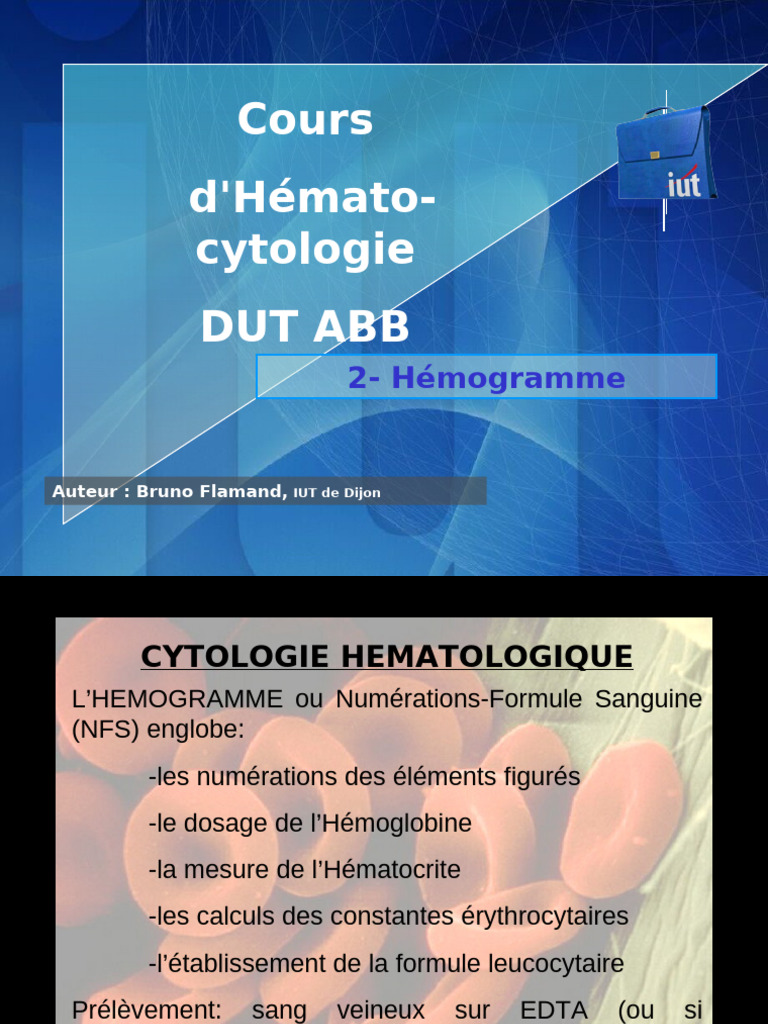 Analyse de l'Hémogramme et ses Indices | PDF | Anatomie | Anatomie animale