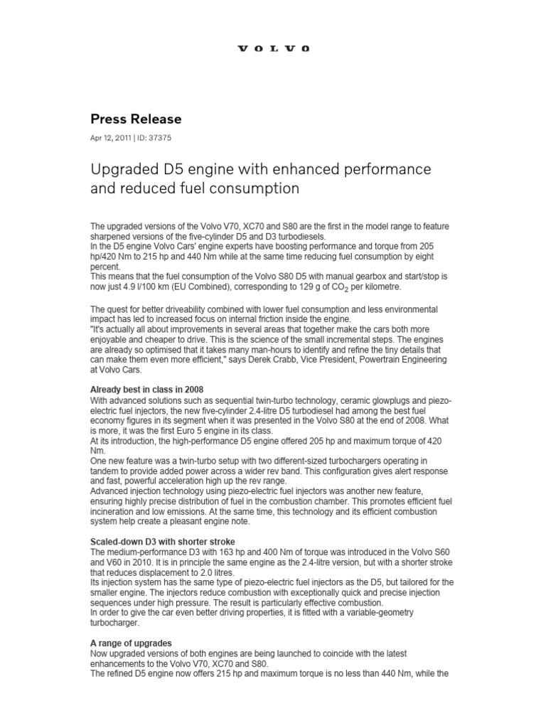 Upgraded D5 Engine With Enhanced Performance and Reduced Fuel ...