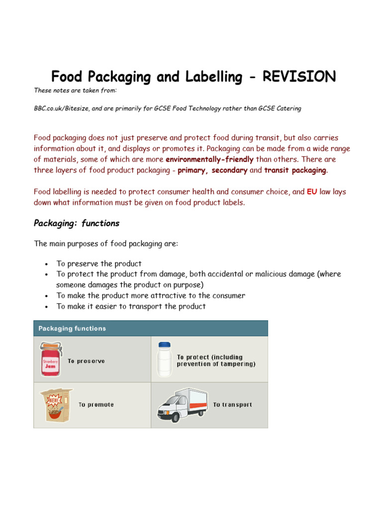 Food Packaging and Labelling Guide | PDF | Recycling | Plastic
