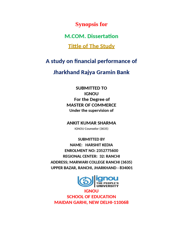 Synopsis For Harshit | PDF