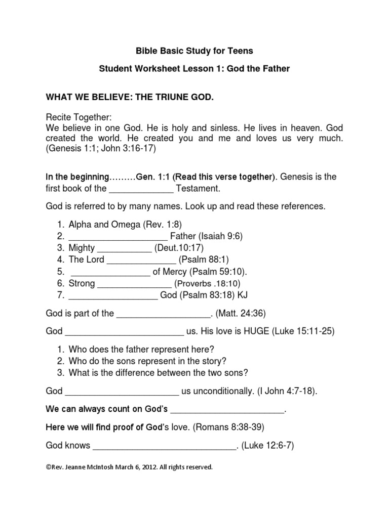 God The Father Teen Study | PDF | God The Father | Trinity