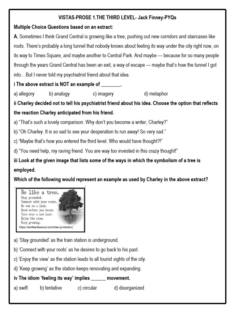 Prose 1.the Third Level-question Bank | PDF