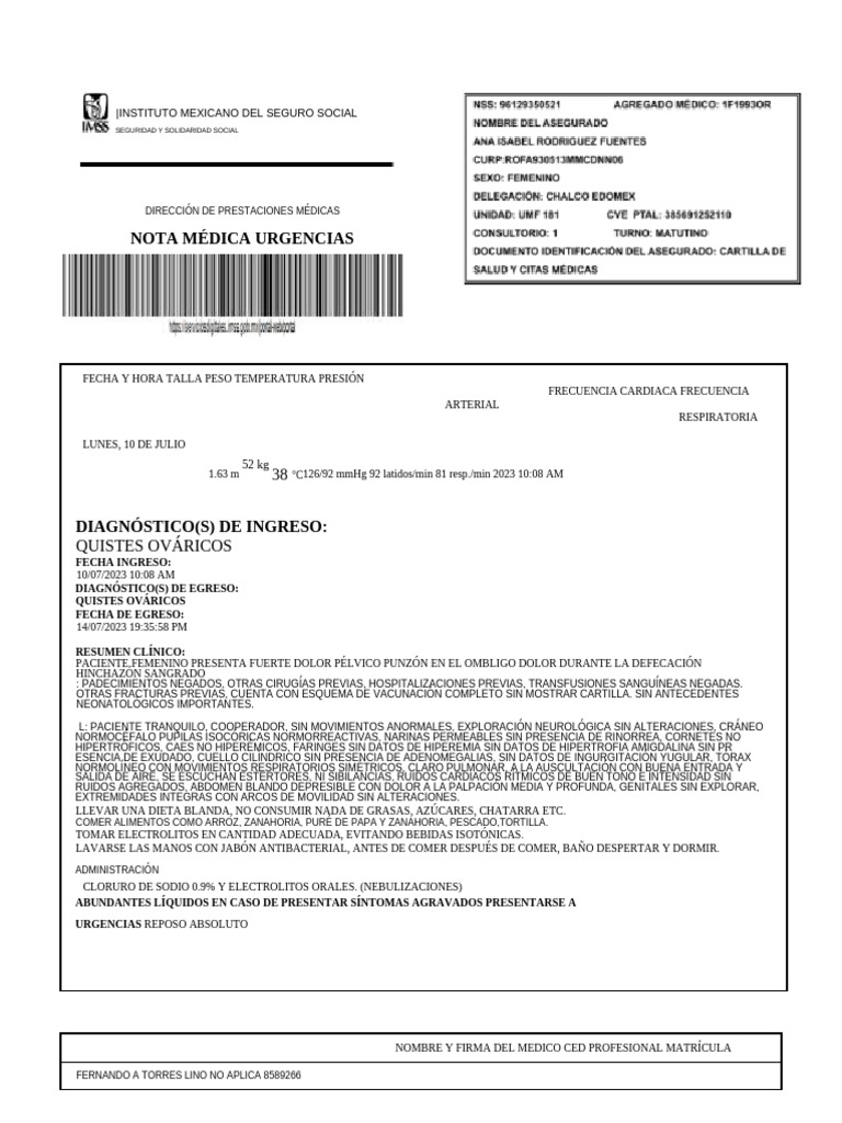Nota Medica Urgencias Imss Docx 7 | PDF | Enfermedades y trastornos ...