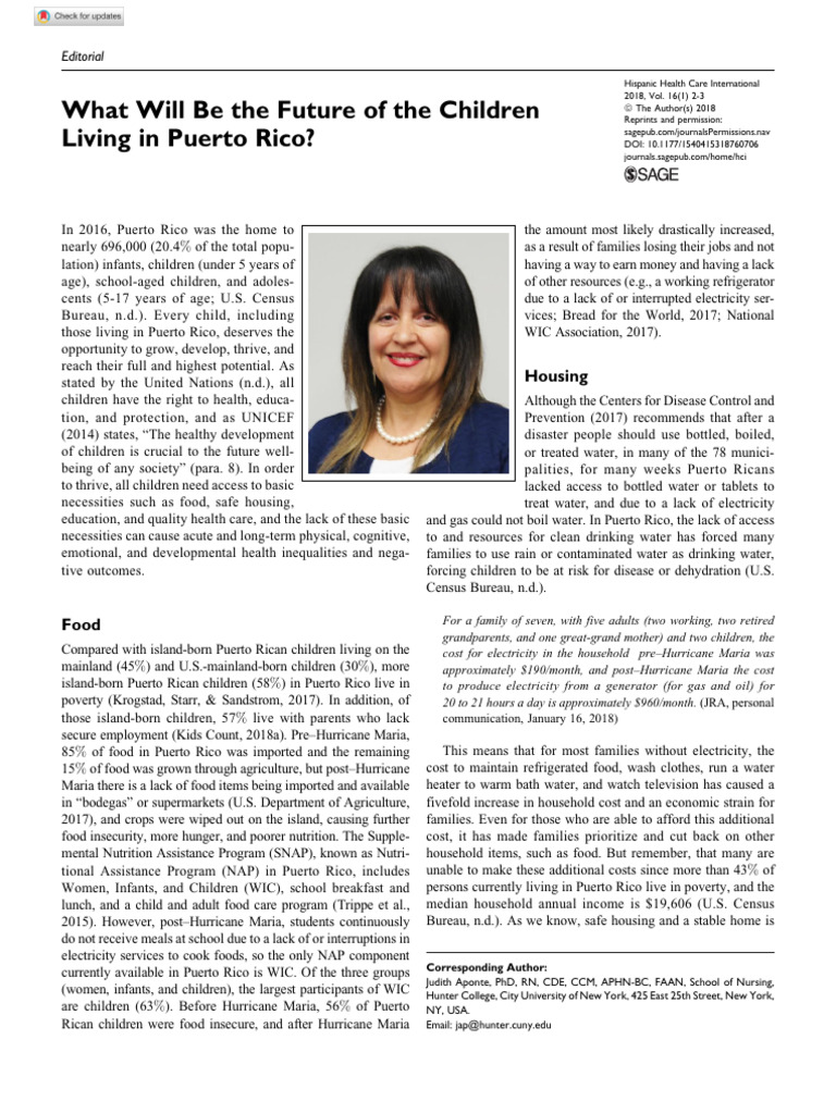 Aponte, J. (2018). What Will Be the Future of the Children Living in ...