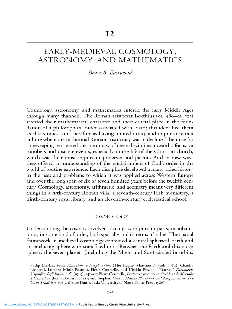 Early-Medieval Cosmology, Astronomy, and Mathematics | PDF | Genesis ...