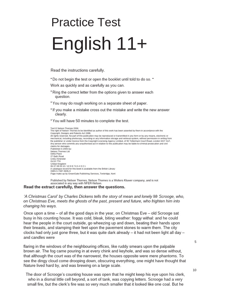 Bond 11 Plus English Sample Test | PDF | Adjective | Adverb