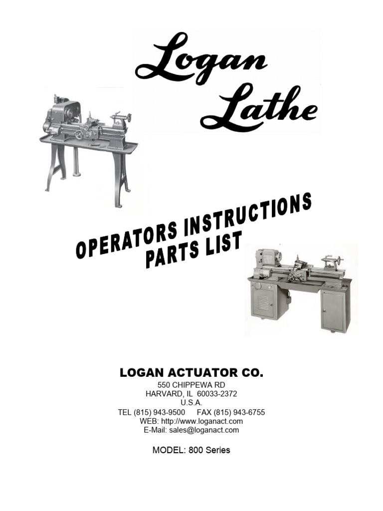 Logan 820 Lathe Manual | PDF | Machine Tool | Machines