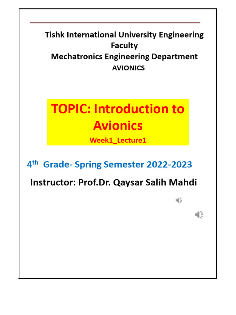 Lecture 1 Introduction To Avionics | PDF | Avionics | Inertial Navigation System