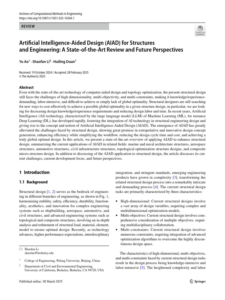 Artificial Intelligence-Aided Design AIAD For Stru | PDF | Machine ...
