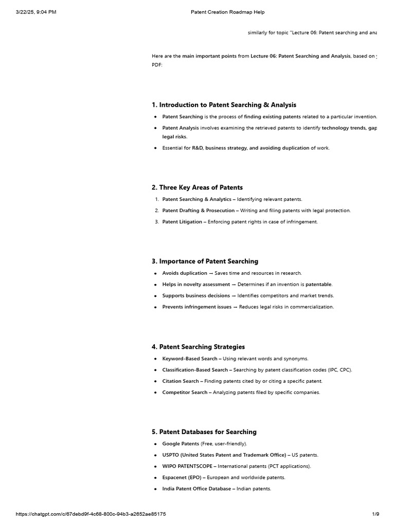 Patent Searching and Analysis Overview | PDF | Patent | Novelty (Patent)