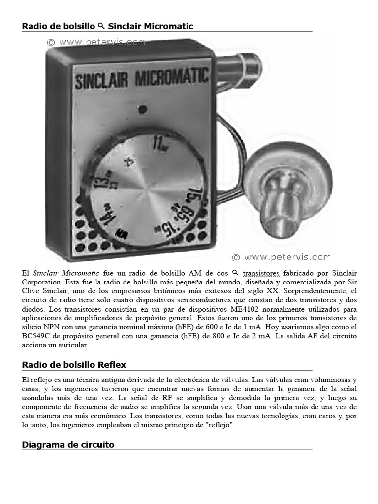 Radio de bolsillo Sinclair Micromatic | PDF | Transistor | Inductor