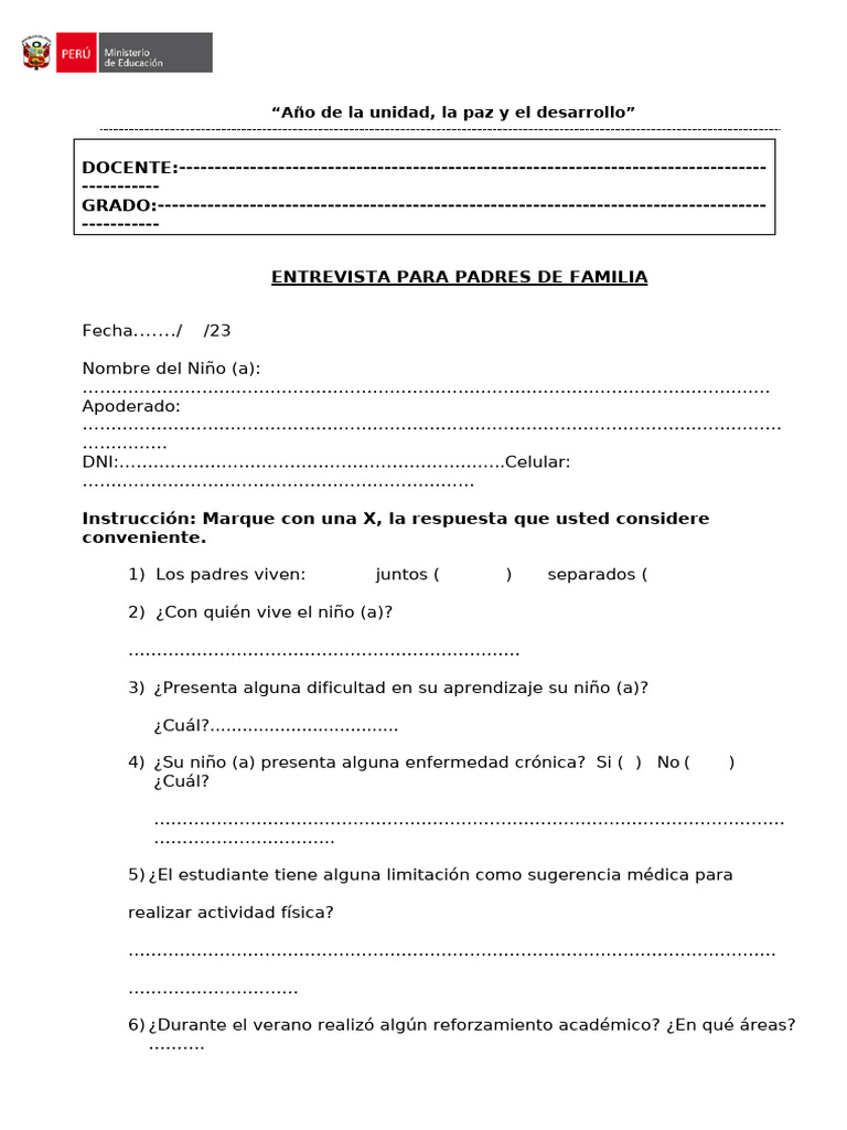 ENTREVISTA AL PADRE DE FAMILIA (1) | PDF