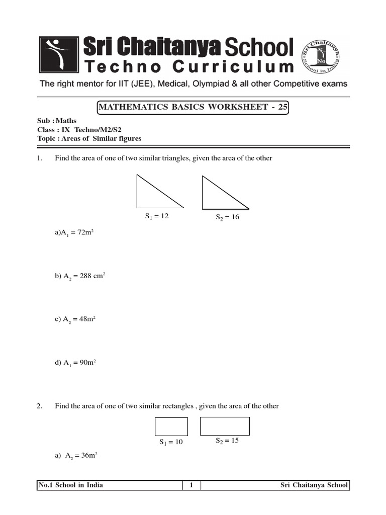 Ix Maths Basic Work Sheet - 25 | PDF