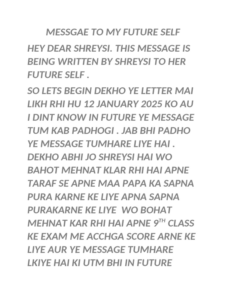 Messgae To My Future Self | PDF