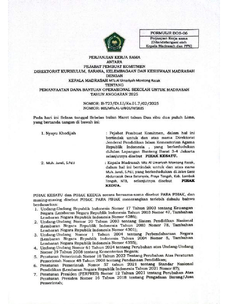 Pks Dan PKK Bos 2025 - Compressed | PDF