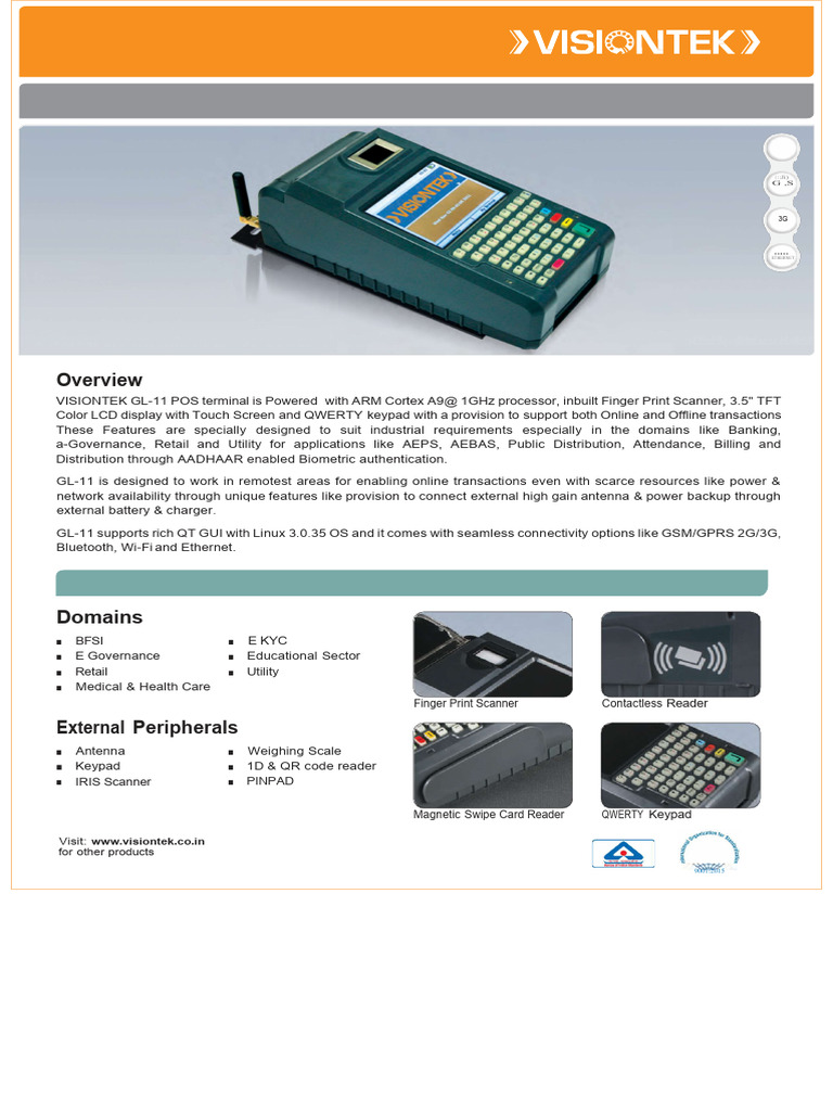 Visiontek GL-11 POS Terminal Overview | PDF | Computing | Computer Engineering