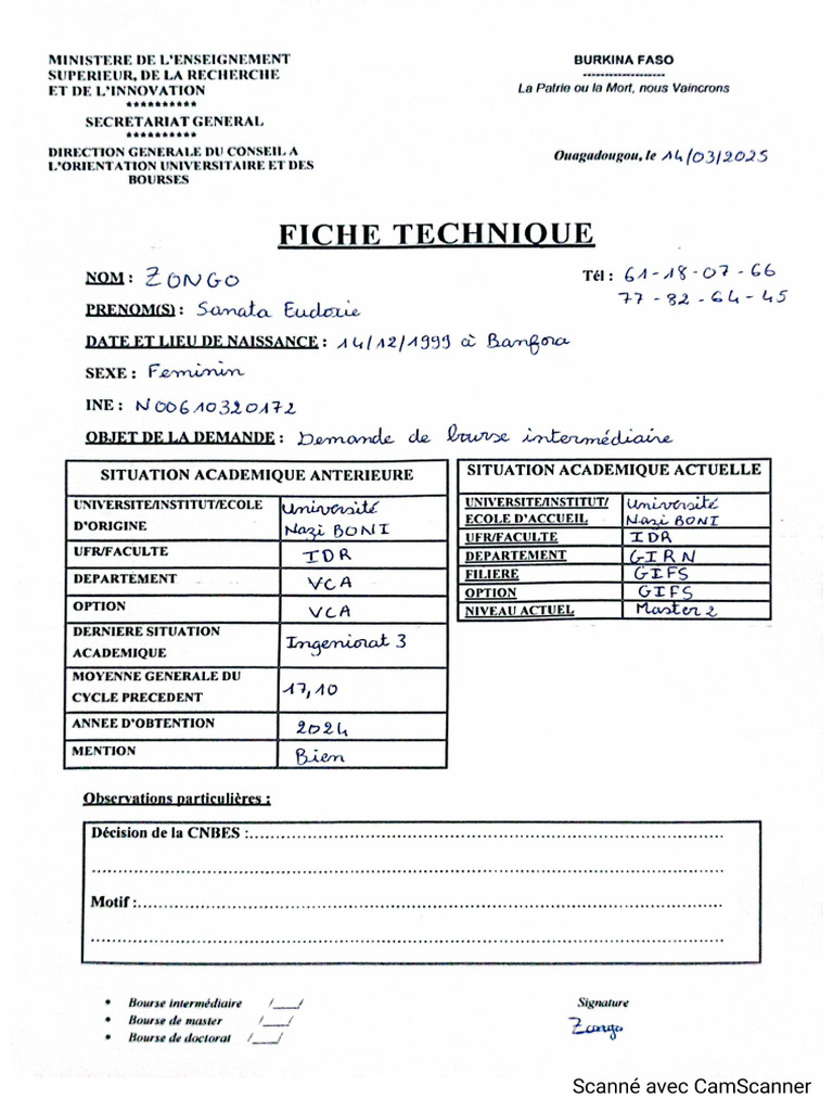 Fiche Technique Bourse M 2 | PDF