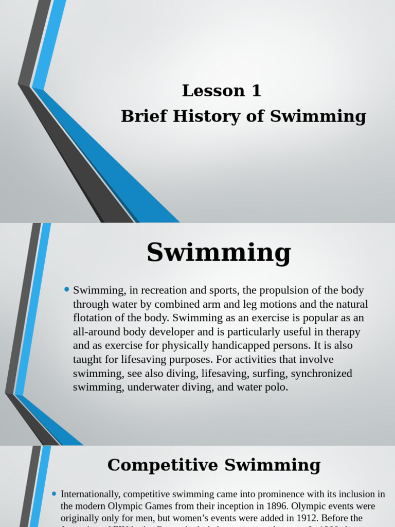 History and Types of Swimming | PDF