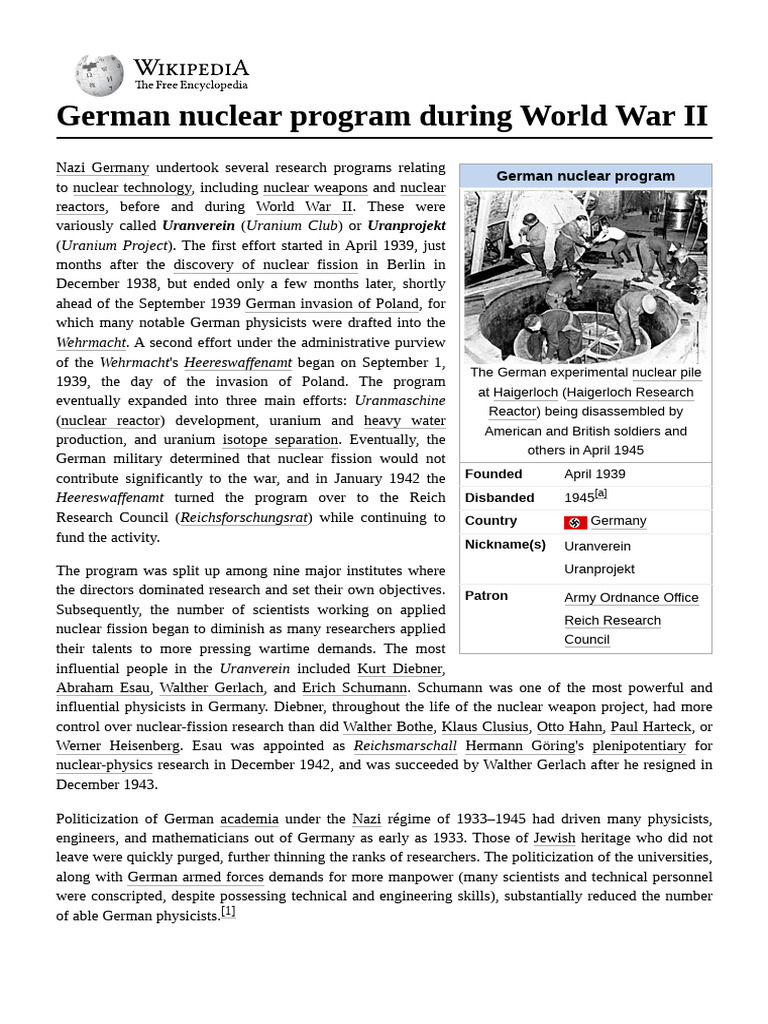 German Nuclear Program in WWII | PDF | Nuclear Weapons | Nuclear Energy