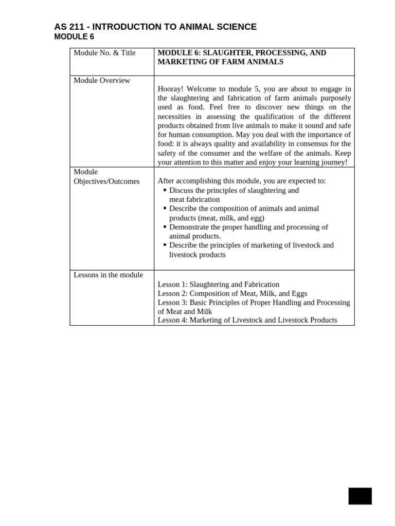 As 211 Module 6 Intro To An. Sci Answer | PDF | Meat | Milk