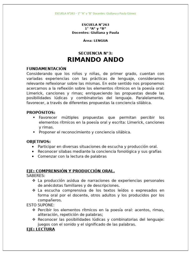 Secuencia 3- Lengua RIMANDO ANDO | PDF | Poesía | Escritura