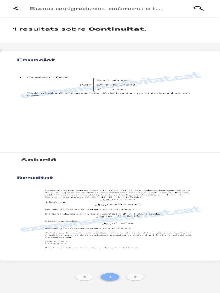 Problemes de La Selectivitat Sobre Continuitat - Examenselectivitat | PDF