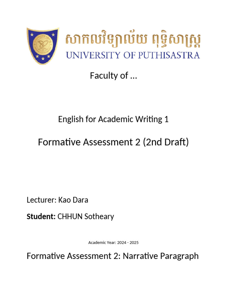 CHHUN Sotheary - Formative Assessment 2 - 2nd Draft | PDF