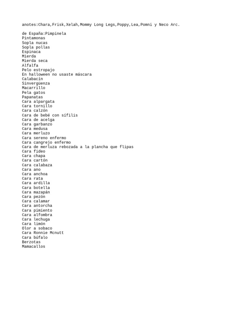 Lista de Insultos y Malas Palabras | PDF