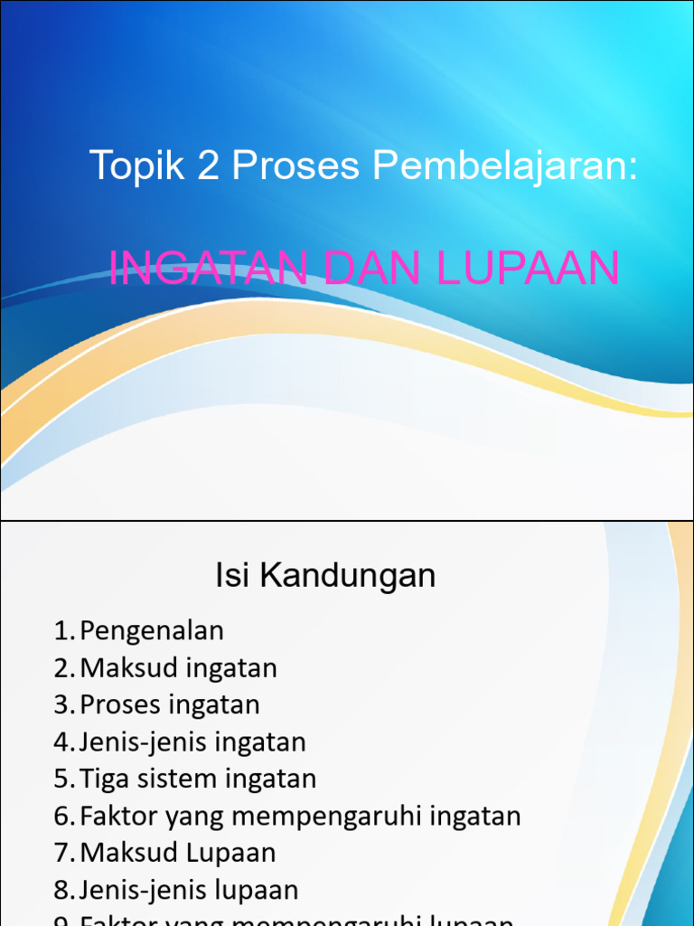 Proses Ingatan dan Lupaan dalam Pembelajaran | PDF