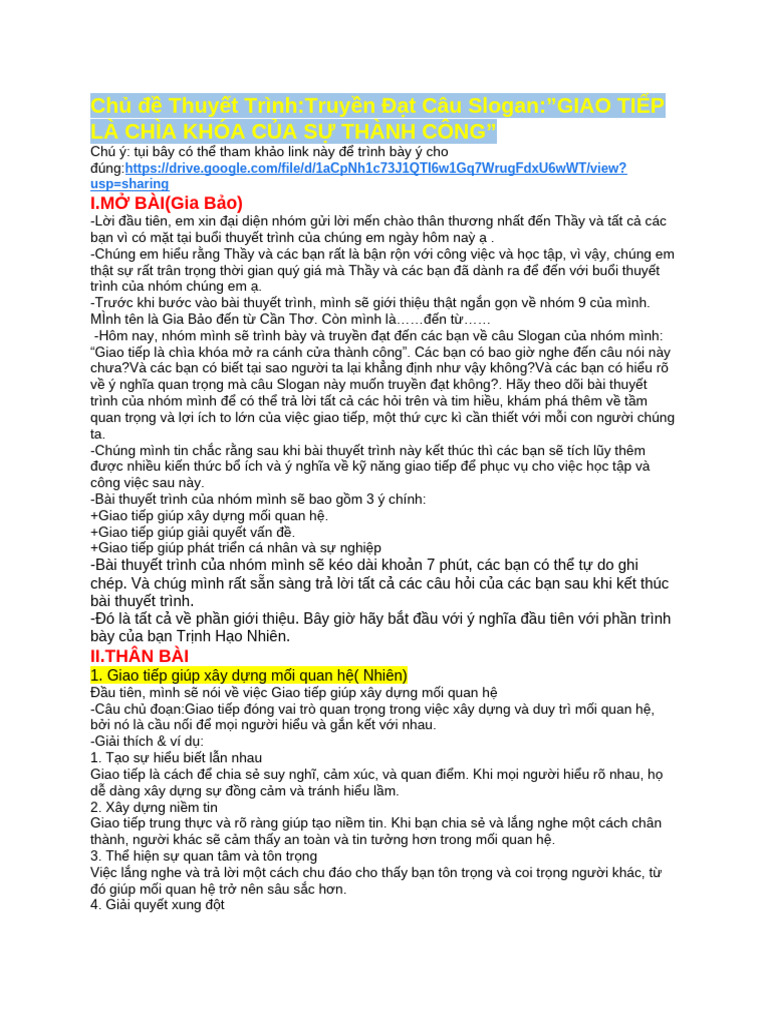 Thuyết trình KNGT | PDF