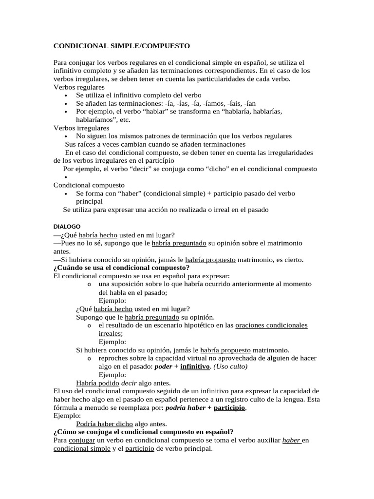 Condicional Compuesto en Español | PDF | Verbo | Lengua española
