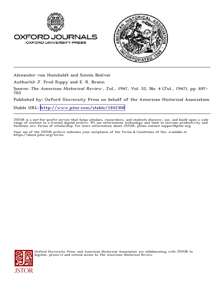 Rippy-AlexandervonHumboldt-1947 | PDF