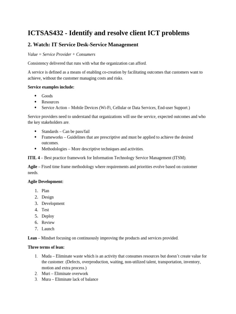 ICTSAS432 Client ICT Problem Resolution | PDF | Six Sigma | Change ...